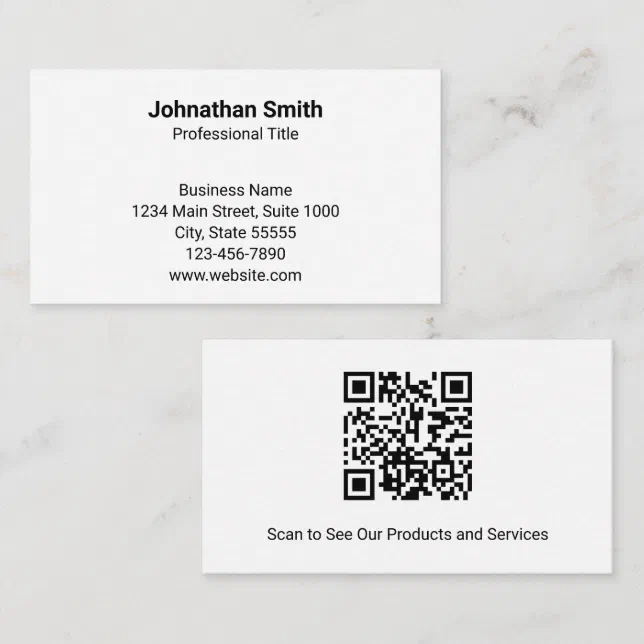 Simple Plain White Generic Design QR Code Template Business Card | Zazzle