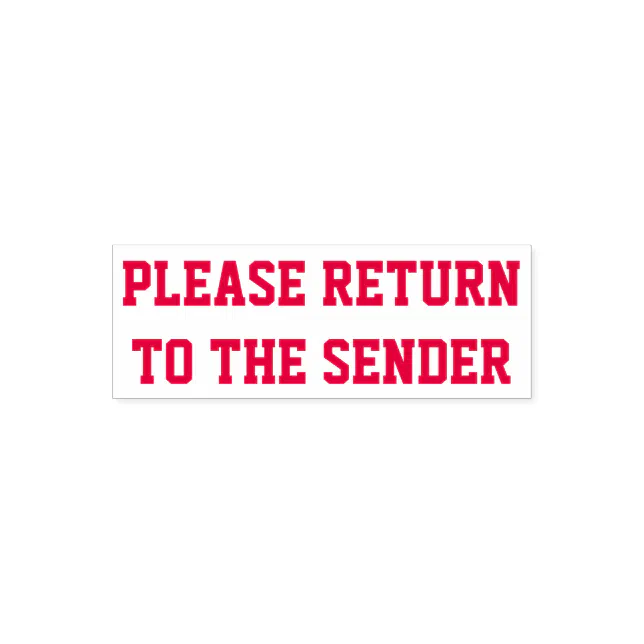 Simple "PLEASE RETURN TO THE SENDER" Rubber Stamp | Zazzle