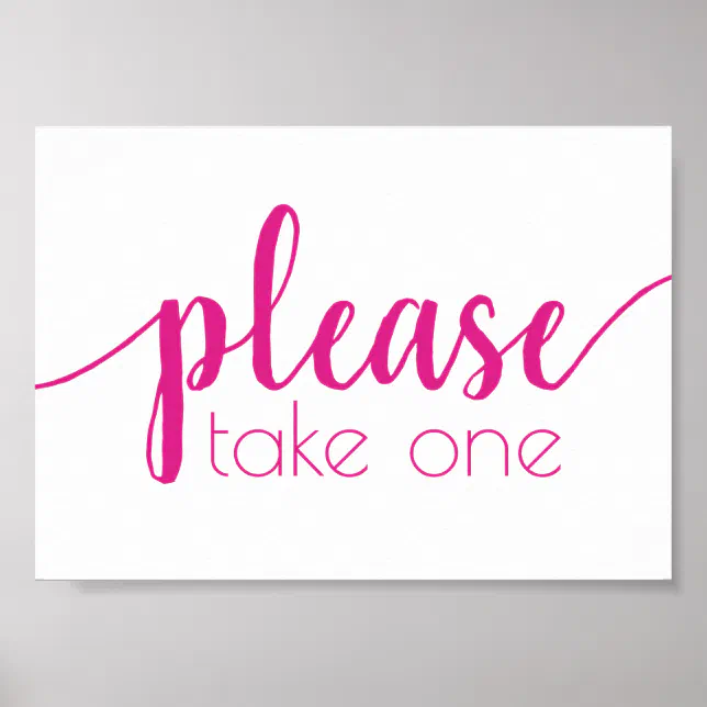 Simple Please Take One | Hot Pink Any Event Poster | Zazzle