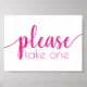 Simple Please Take One | Hot Pink Any Event Poster | Zazzle