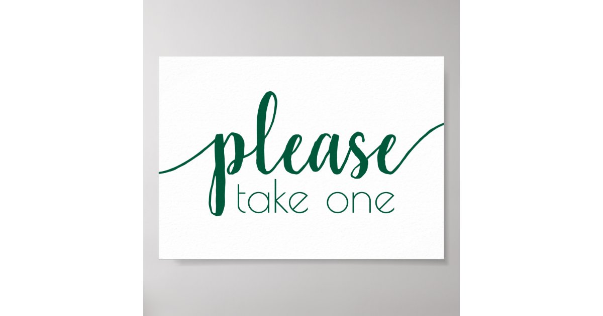 Simple Please Take One | Neo-Mint Green Any Event Poster | Zazzle