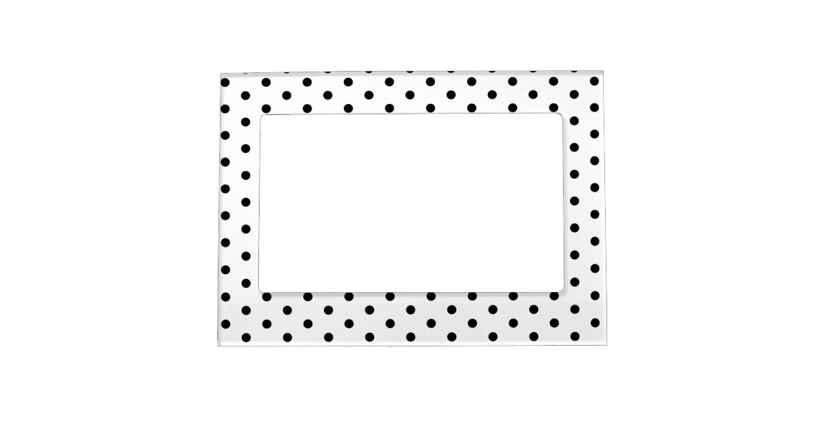 Simple Polka Dot Black and White Pattern Magnetic Photo Frame | Zazzle