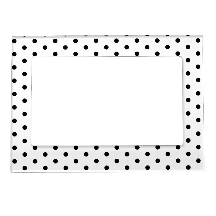 Simple Polka Dot Black and White Pattern Magnetic Photo Frame | Zazzle