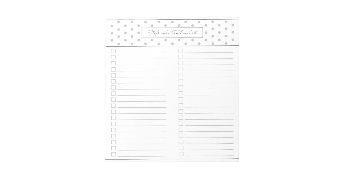 Simple Polka Dot Light Grey Two Column Checklist Notepad | Zazzle