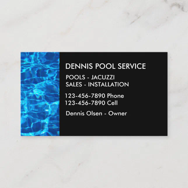 Simple Pool Service Business Card | Zazzle