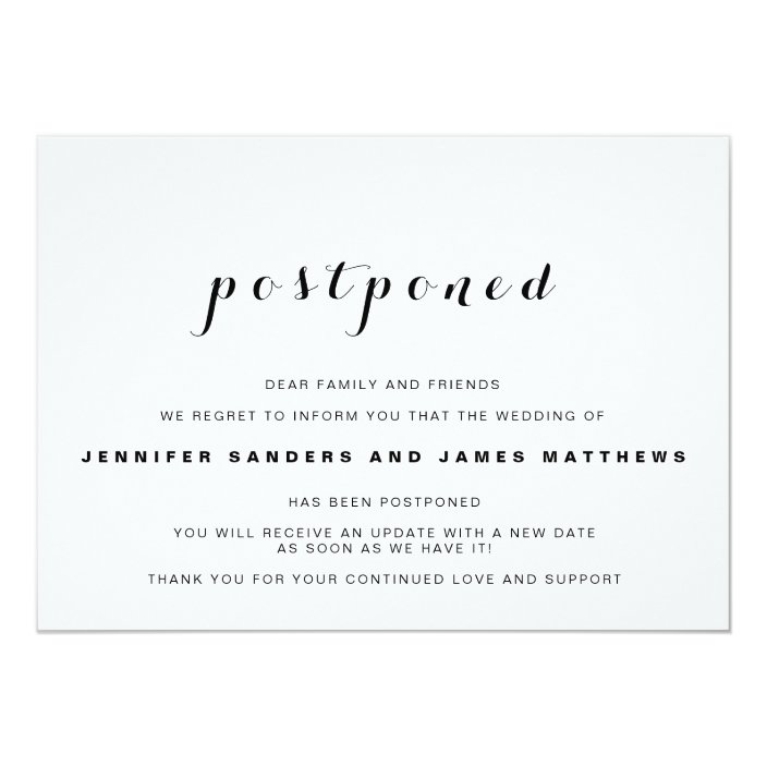 Simple Postponed Wedding Announcement | Zazzle.com