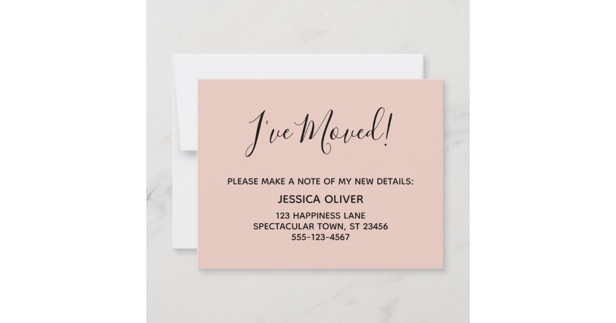 Simple, Pretty "I've Moved" Blush Pink Announcement | Zazzle