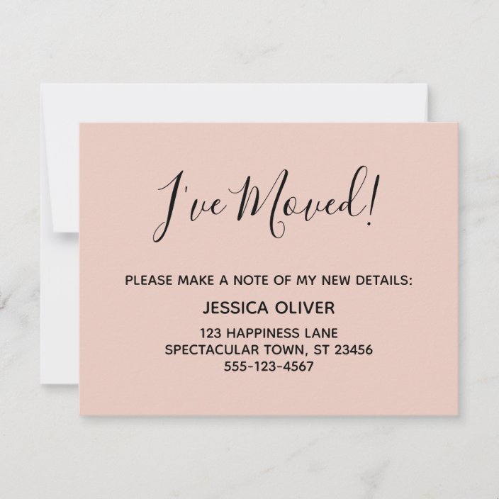 Simple, Pretty "I've Moved" Blush Pink Announcement | Zazzle.com