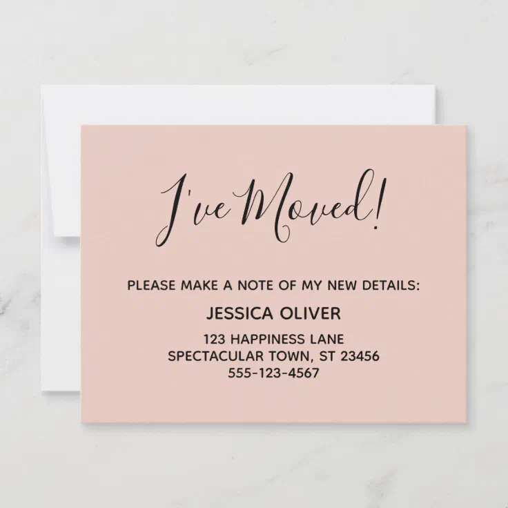 Simple, Pretty "I've Moved" Blush Pink Announcement | Zazzle