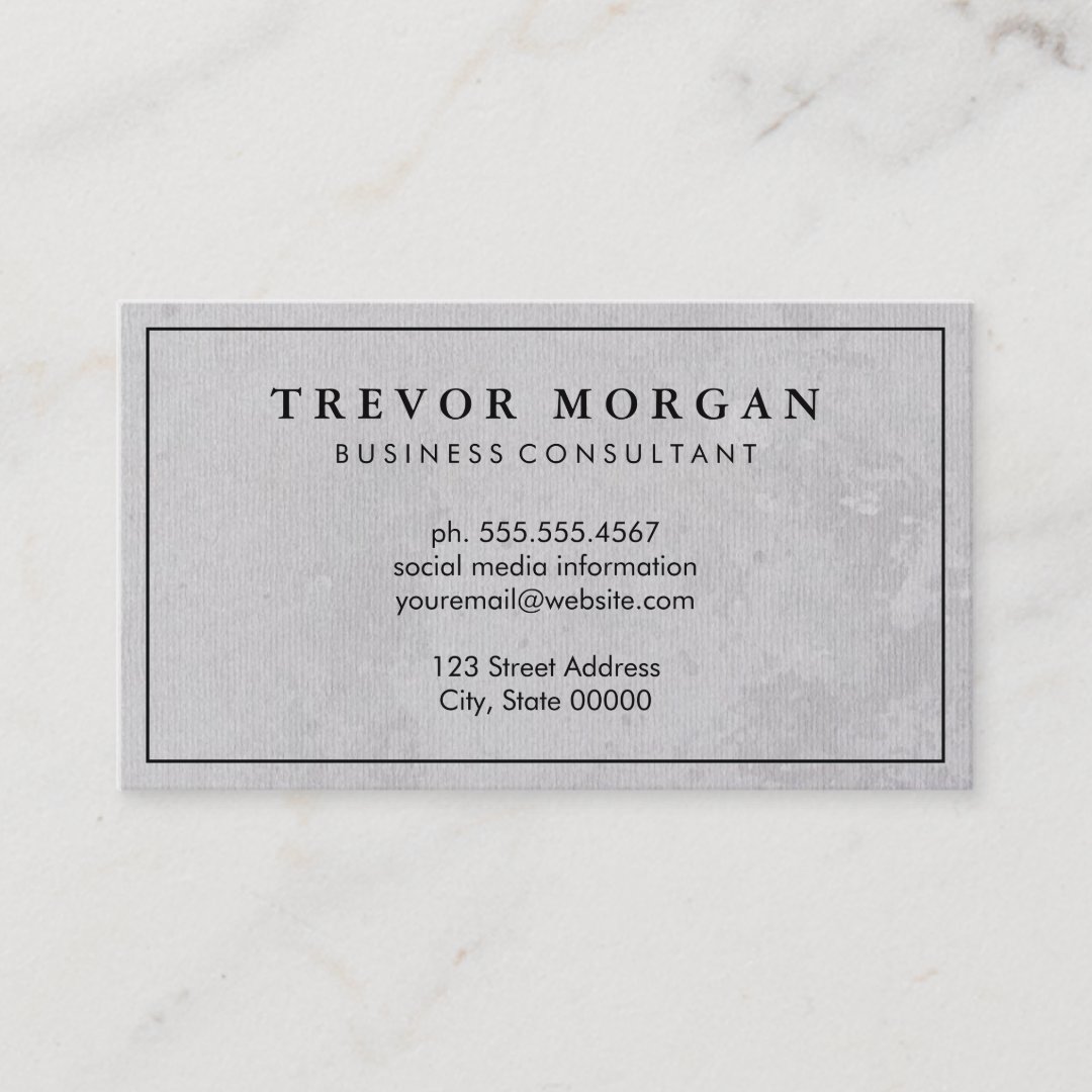 Simple Professional Black Border Gray Texture Business Card | Zazzle