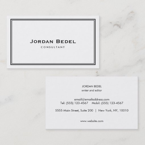 Simple Professional Elegant White Business Card | Zazzle