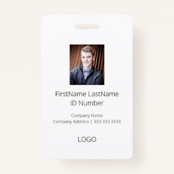 Simple Professional Employee ID Badge with Barcode | Zazzle