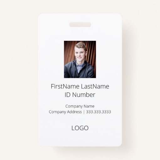 Simple Professional Employee ID Badge with Barcode | Zazzle