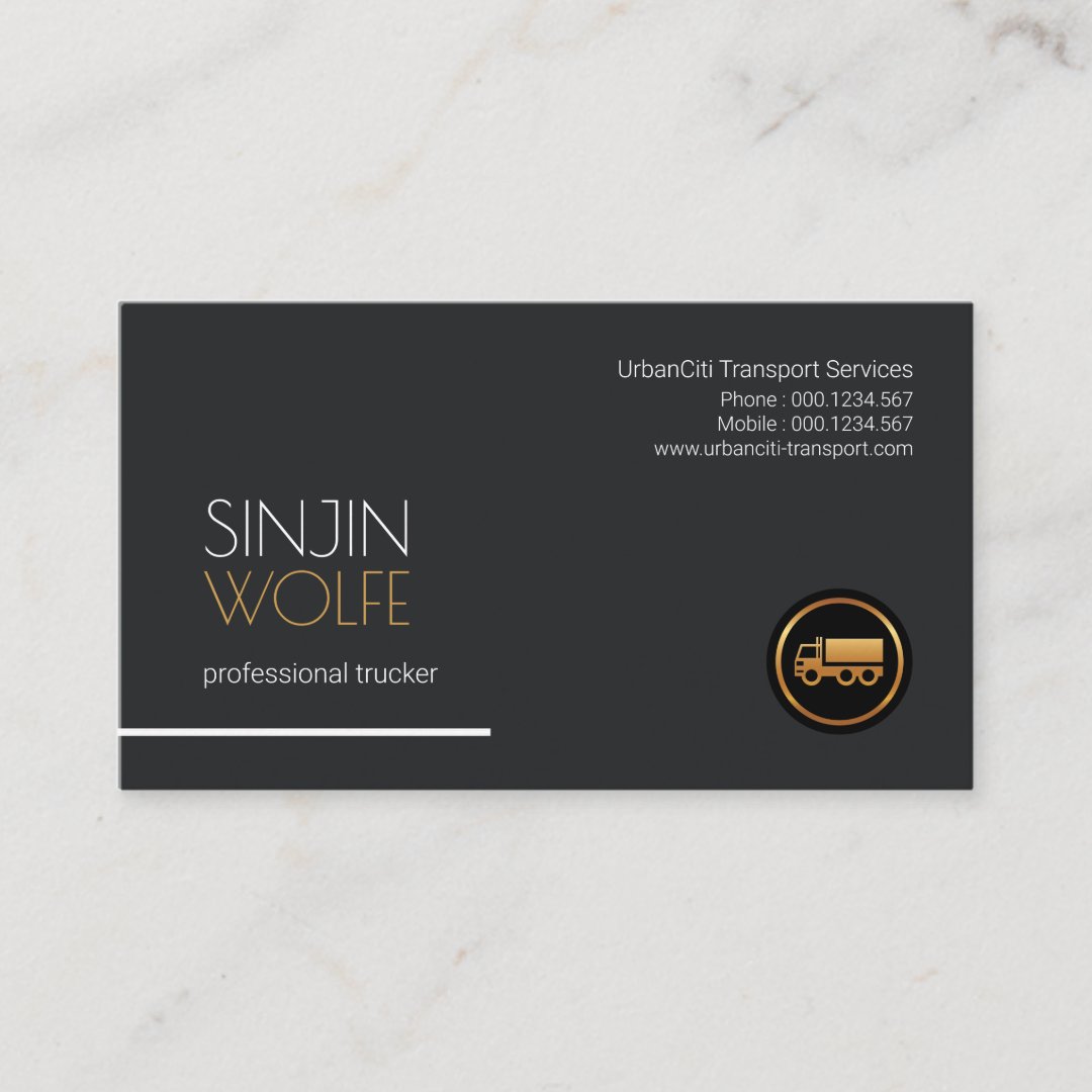 Simple Professional Grey Elegance Transportation Business Card | Zazzle