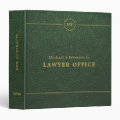 Simple professional lawyer attorney green leather 3 ring binder | Zazzle