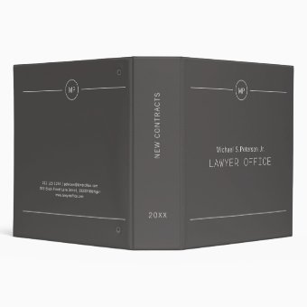 Simple professional lawyer attorney monogrammed 3 ring binder | Zazzle