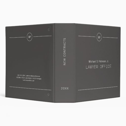 Simple professional lawyer attorney monogrammed 3 ring binder | Zazzle