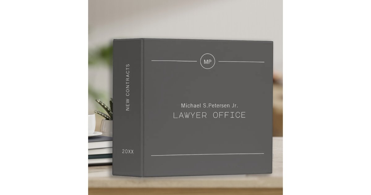 Simple professional lawyer attorney monogrammed 3 ring binder | Zazzle