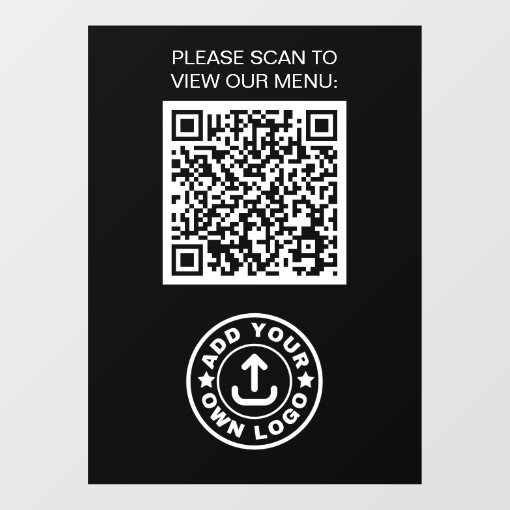 Simple Professional Modern Black QR Code Logo Window Cling | Zazzle