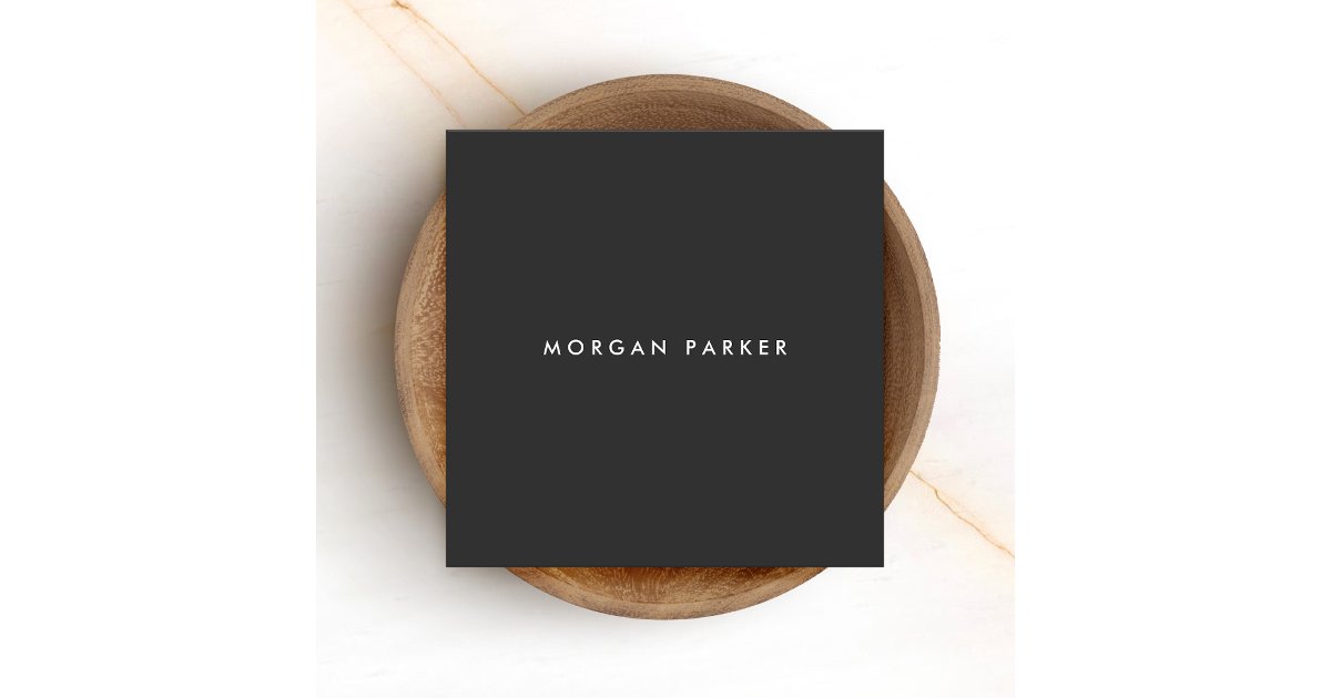 Simple Professional Modern Black Square Square Business Card | Zazzle