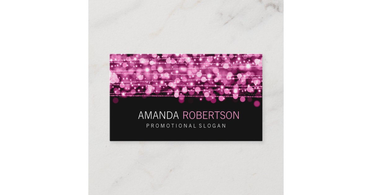 Simple Professional Pink Lights & Sparkles Business Card | Zazzle