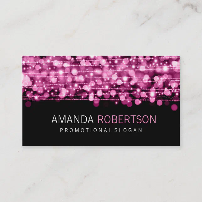 Simple Professional Pink Lights & Sparkles Business Card | Zazzle