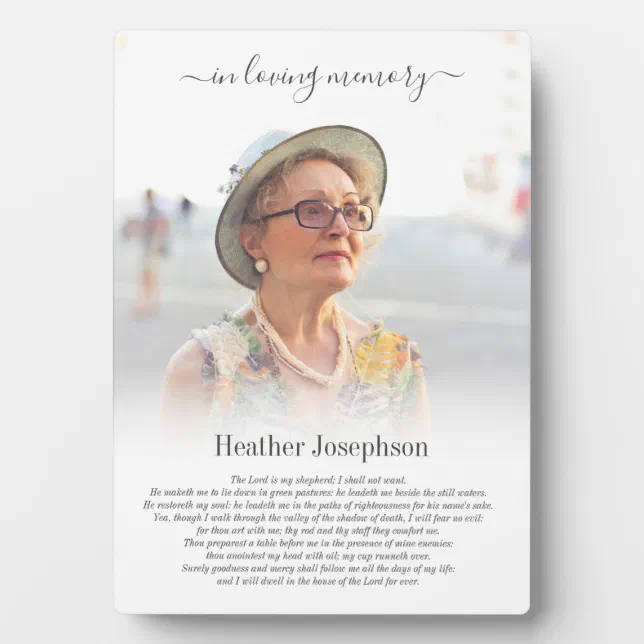 Simple Psalm Memorial Photo Plaque | Zazzle