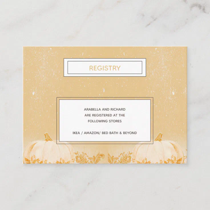 Simple Pumpkin Baby Shower Registry Enclosure Card | Zazzle