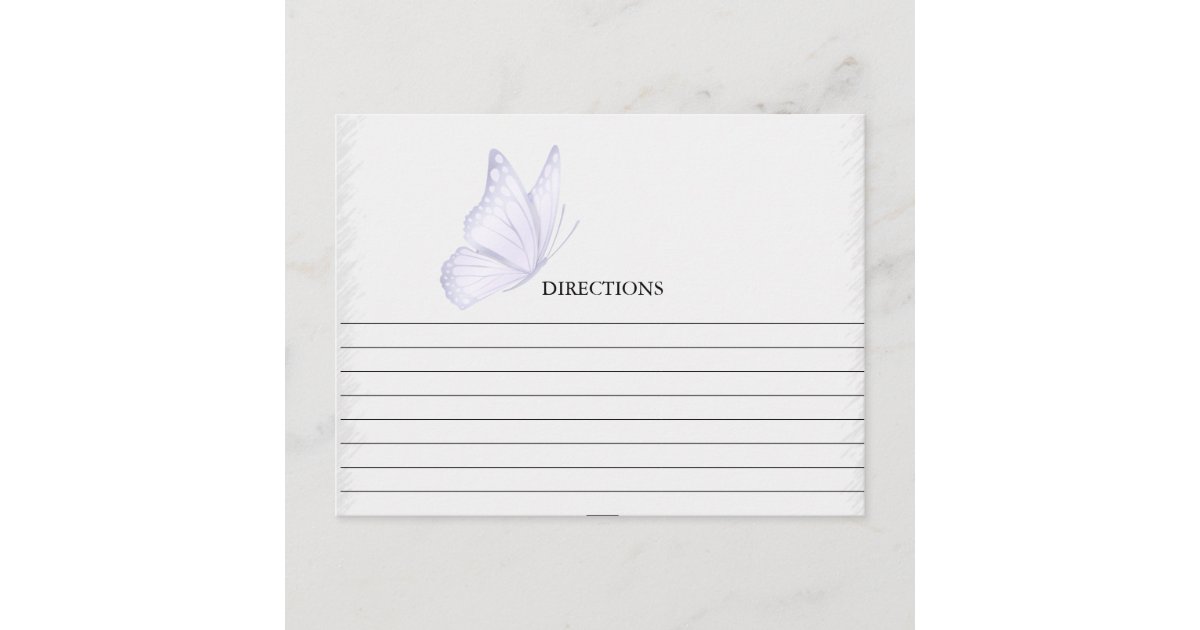 Simple Purple Butterfly Recipe Cards | Zazzle