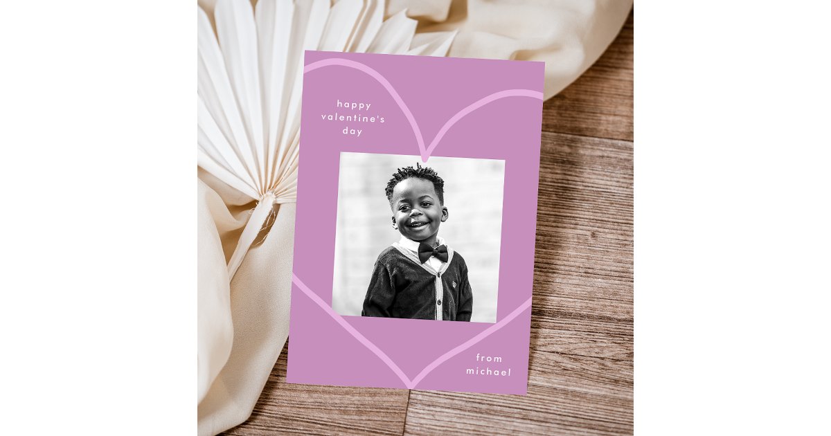 Simple Purple Heart Classroom Valentine's Day Card | Zazzle
