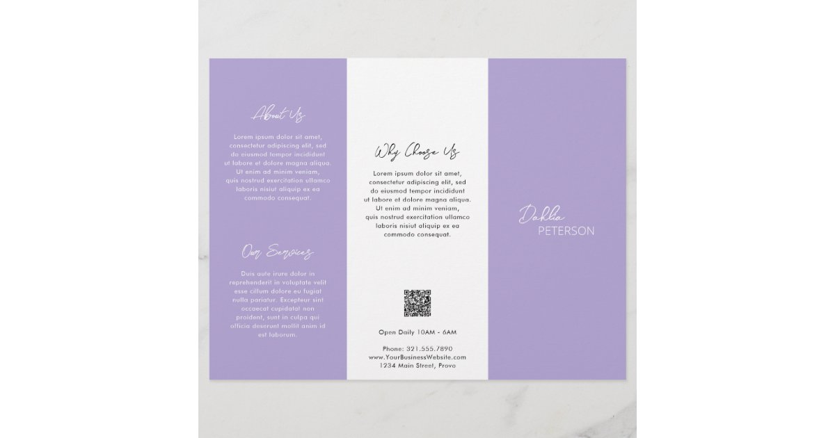 Simple Purple Lavender Contemporary QR Code Modern Flyer | Zazzle