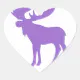 Simple purple moose symbol heart sticker | Zazzle