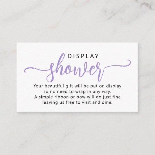 Simple Purple Script Display Shower Enclosure Card | Zazzle
