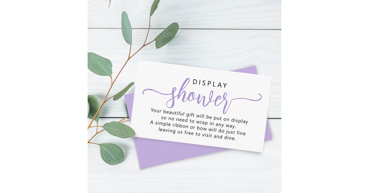 Simple Purple Script Display Shower Enclosure Card | Zazzle