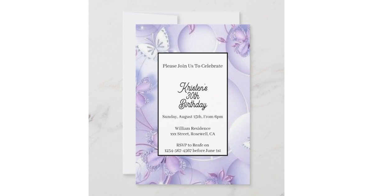Simple Purple Theme Birthday Invitation | Zazzle