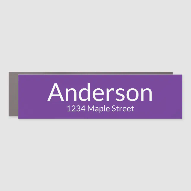 Simple Purple White Mailbox Name Street Address Car Magnet | Zazzle