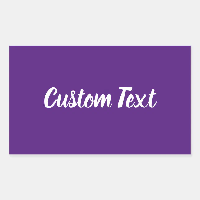Simple Purple with White Script Text Template Rectangular Sticker | Zazzle