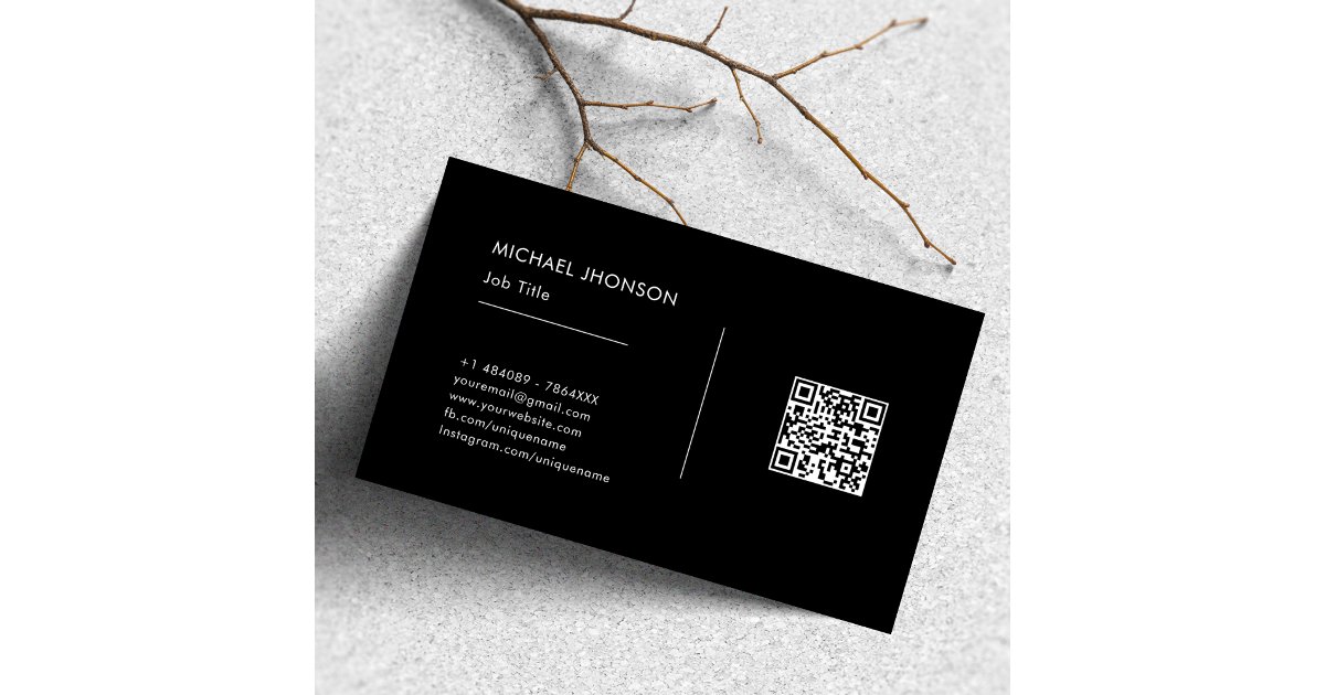 Simple QR Code Black and White Business Card | Zazzle