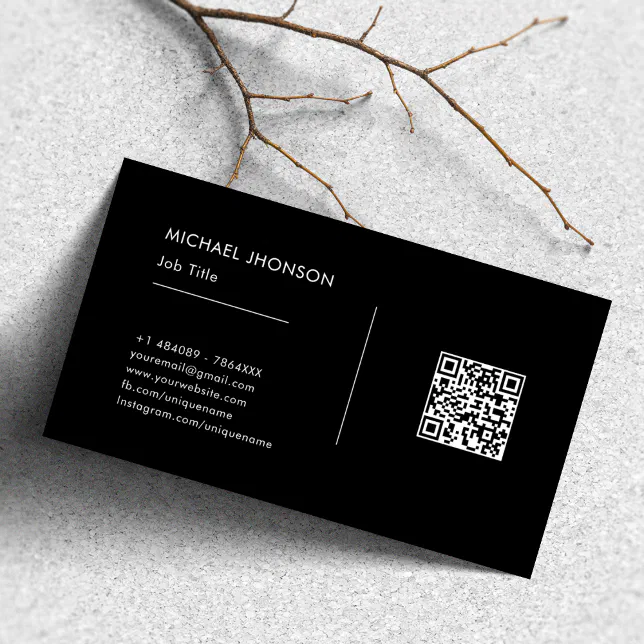 Simple Qr Code Black & White Social Media Logo Business Card | Zazzle