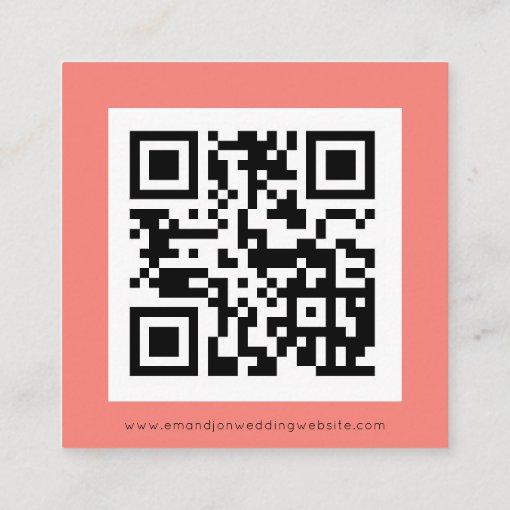 Simple QR Code Coral Rose Wedding RSVP Enclosure | Zazzle
