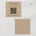 Simple QR Code Google Review Kraft Square Business Card | Zazzle