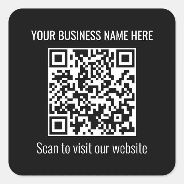 Simple QR Code Modern Black Square Sticker | Zazzle