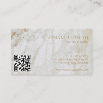 Simple QR Code Modern Elegant Gold Marble Business Card | Zazzle