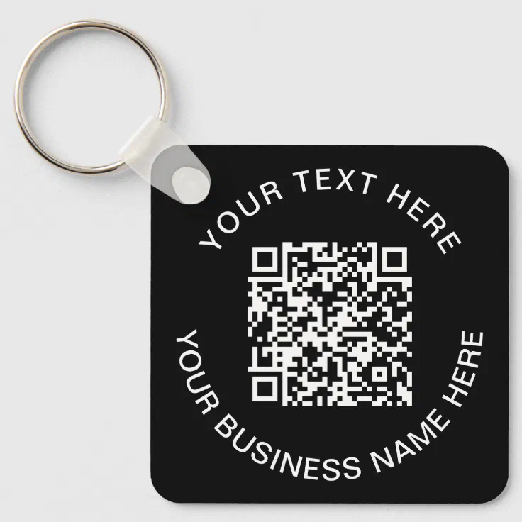 Simple QR Code Promotional Black Keychain | Zazzle