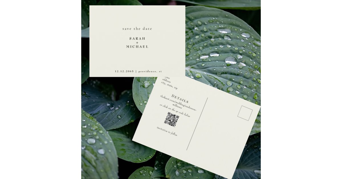 Simple QR Code Wedding Yellow Save the Date Postcard | Zazzle