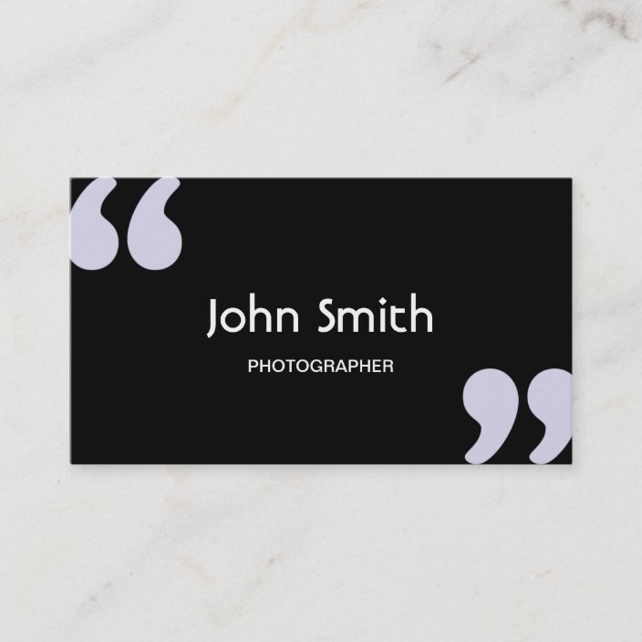 Simple Quotation Marks Black Business Card | Zazzle.com