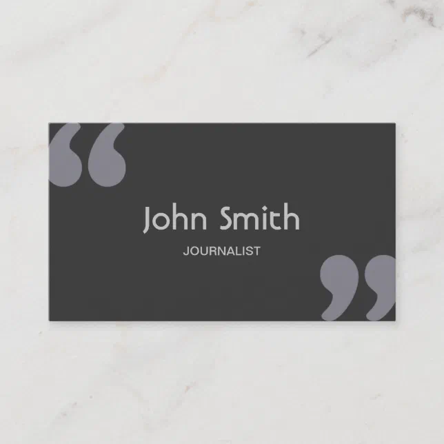 Simple Quotation Marks Journalist Business Card | Zazzle