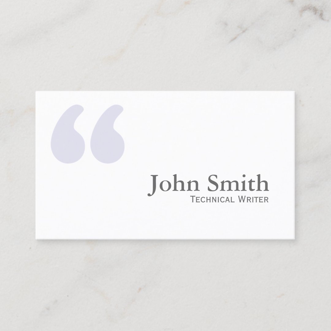 Simple Quotes Technical Writer Business Card | Zazzle