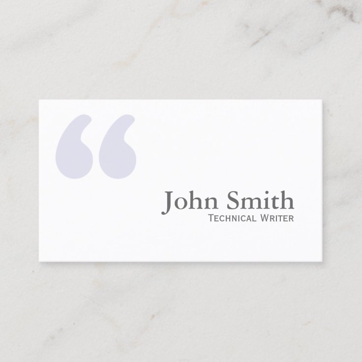 Simple Quotes Technical Writer Business Card | Zazzle