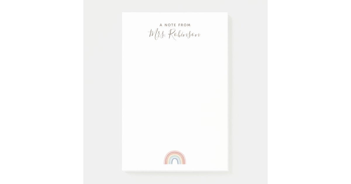 Simple Rainbow Teacher Appreciation Post-it Notes | Zazzle